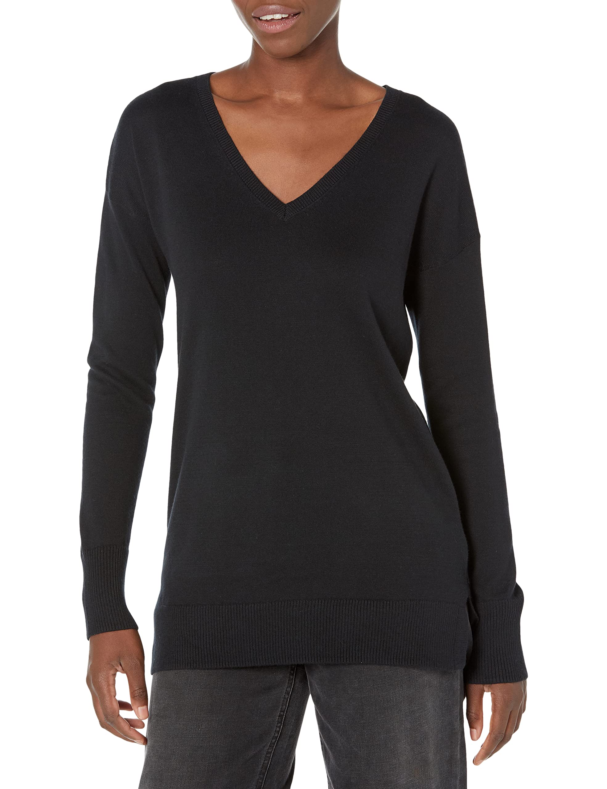 Amazon Essentials Women's Lightweight Long-Sleeve V-Neck Tunic Sweater (Available in Plus Size ...