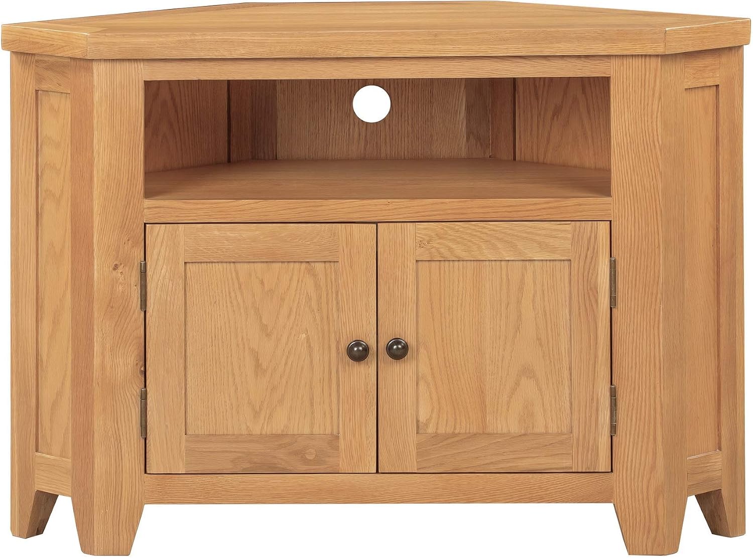 Hallowood Cotswold 2 Door Corner TV Stand Light Oak Finish | Media ...