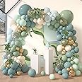 Amazon.com: Amandir 173Pcs Dusty Blue Green Balloon Garland Arch Kit, Haze Fog Blue Ash Mist ...