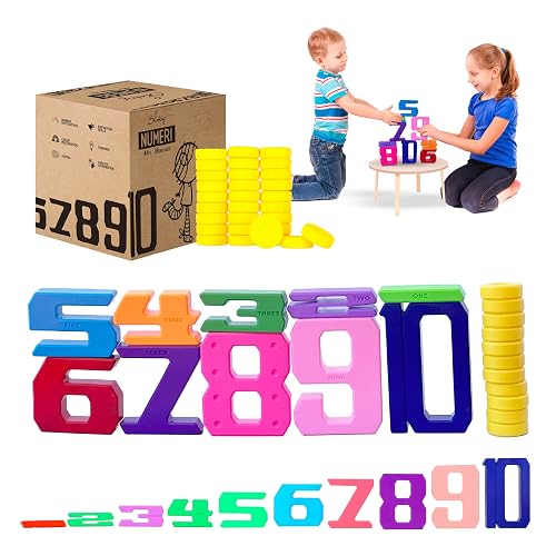 Skoolzy Number Blocks & Counting Coins 44 Piece Set – Learning ...