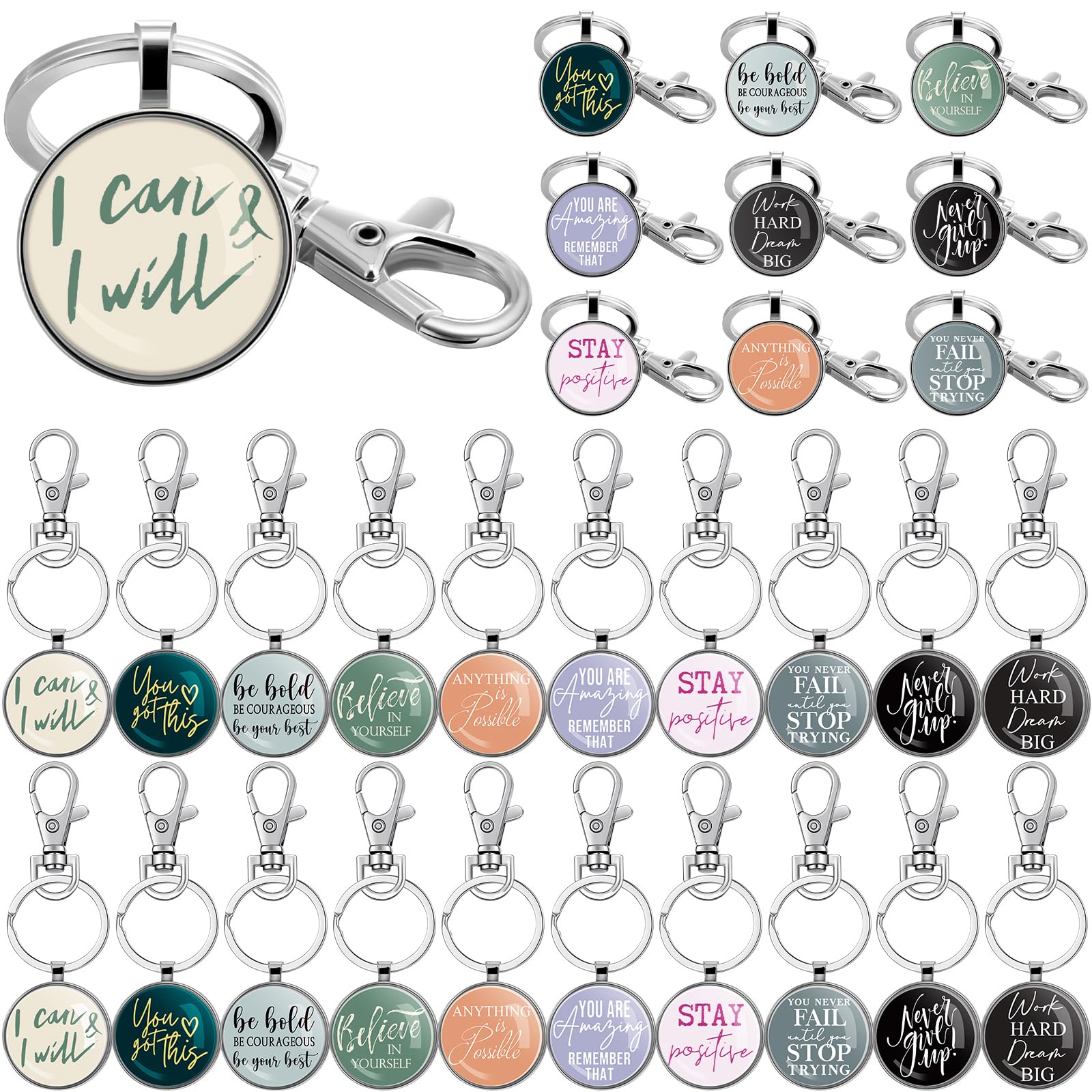 Sasylvia Inspirational Keychain Bulk Key Ring for Women Men Teacher ...