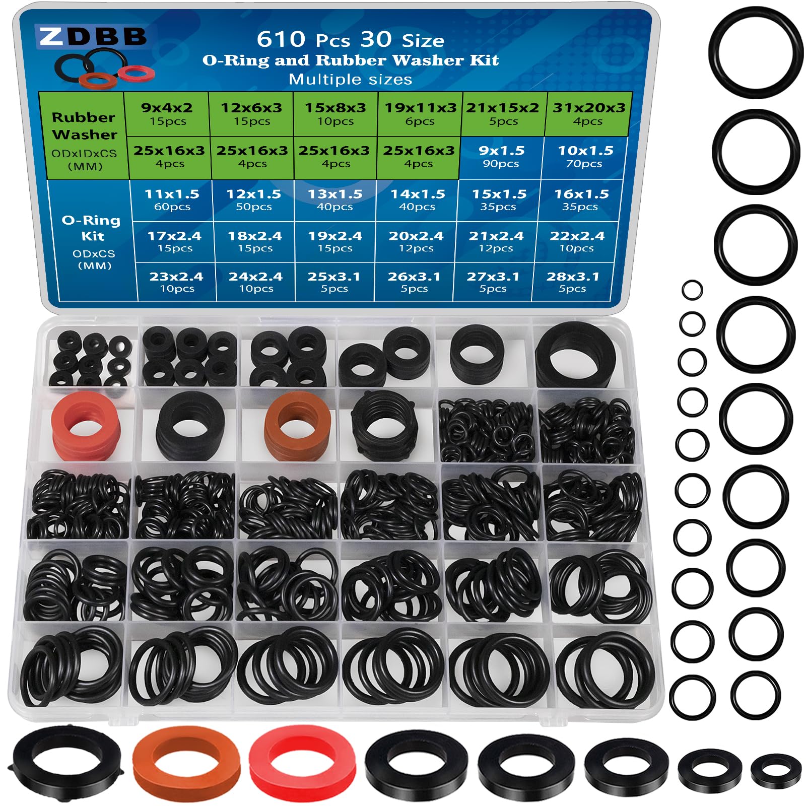 ZDBB 7 Size Water Hose Gasket and 20 Size O Ring Rubber Washer ...
