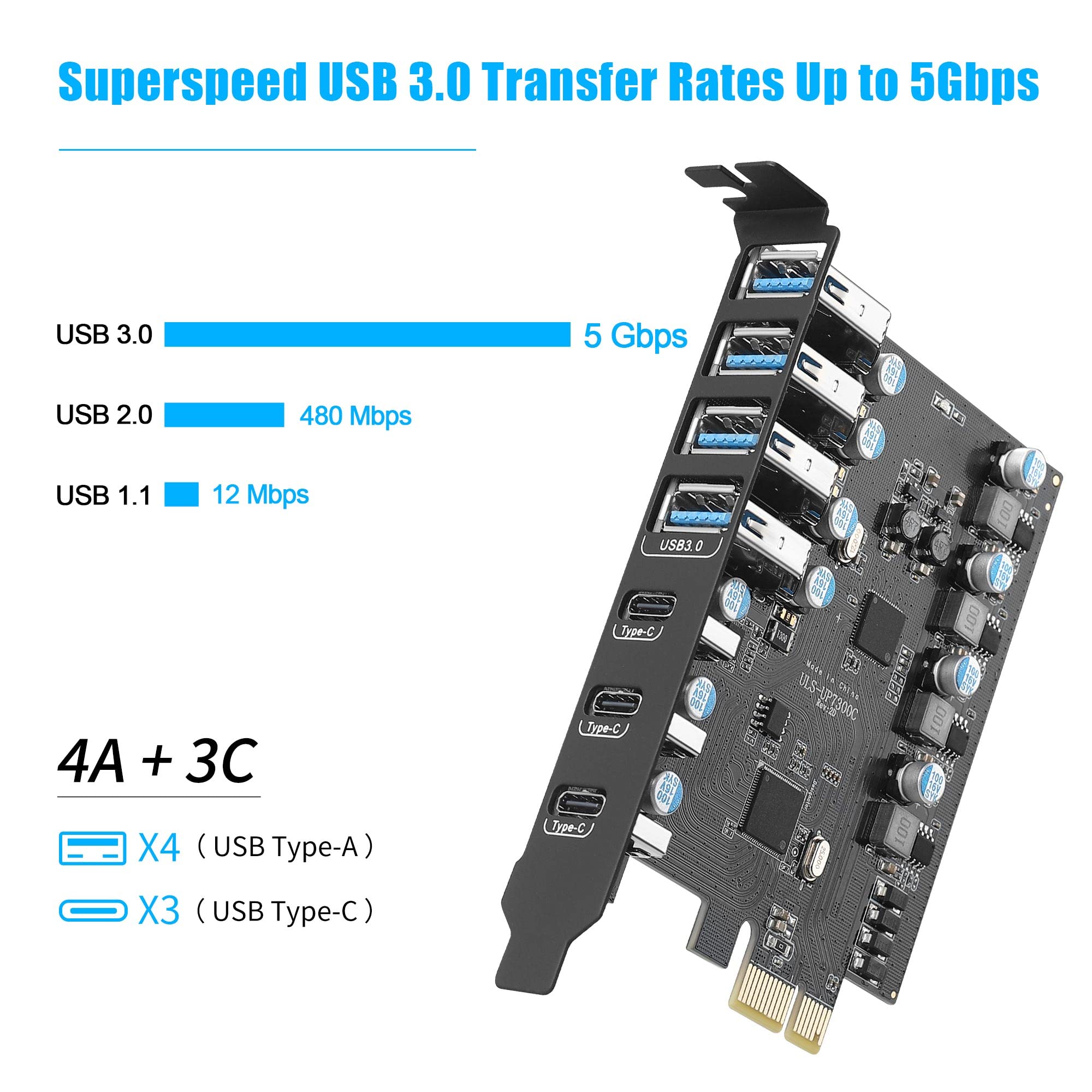 Mua Fanblack 7 Ports PCI-E to USB 3.0 Expansion Card (4 USB A and 3 USB ...
