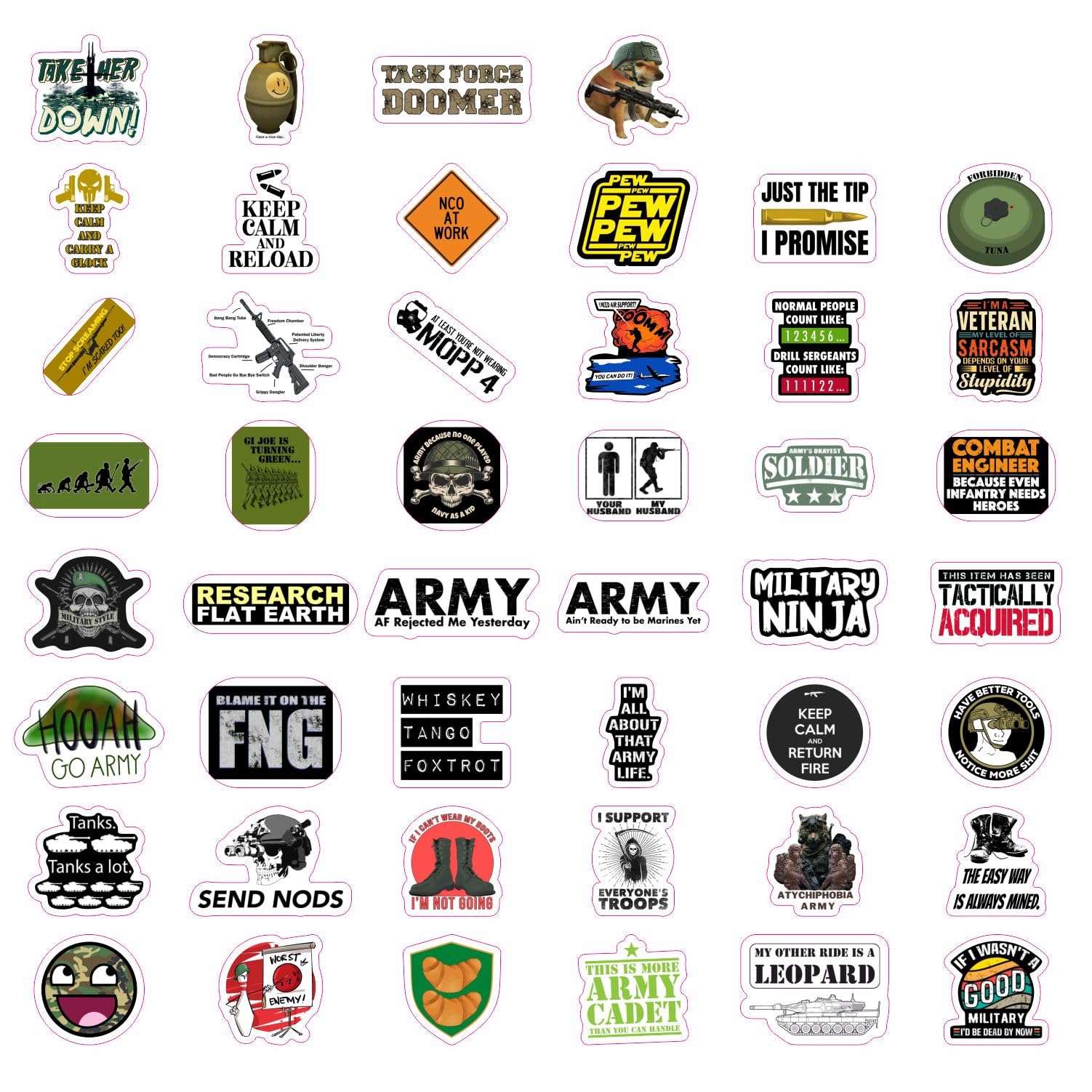 Mua BulbaCraft 100Pcs Funny Army Stickers and Decals — Small Vinyl ...