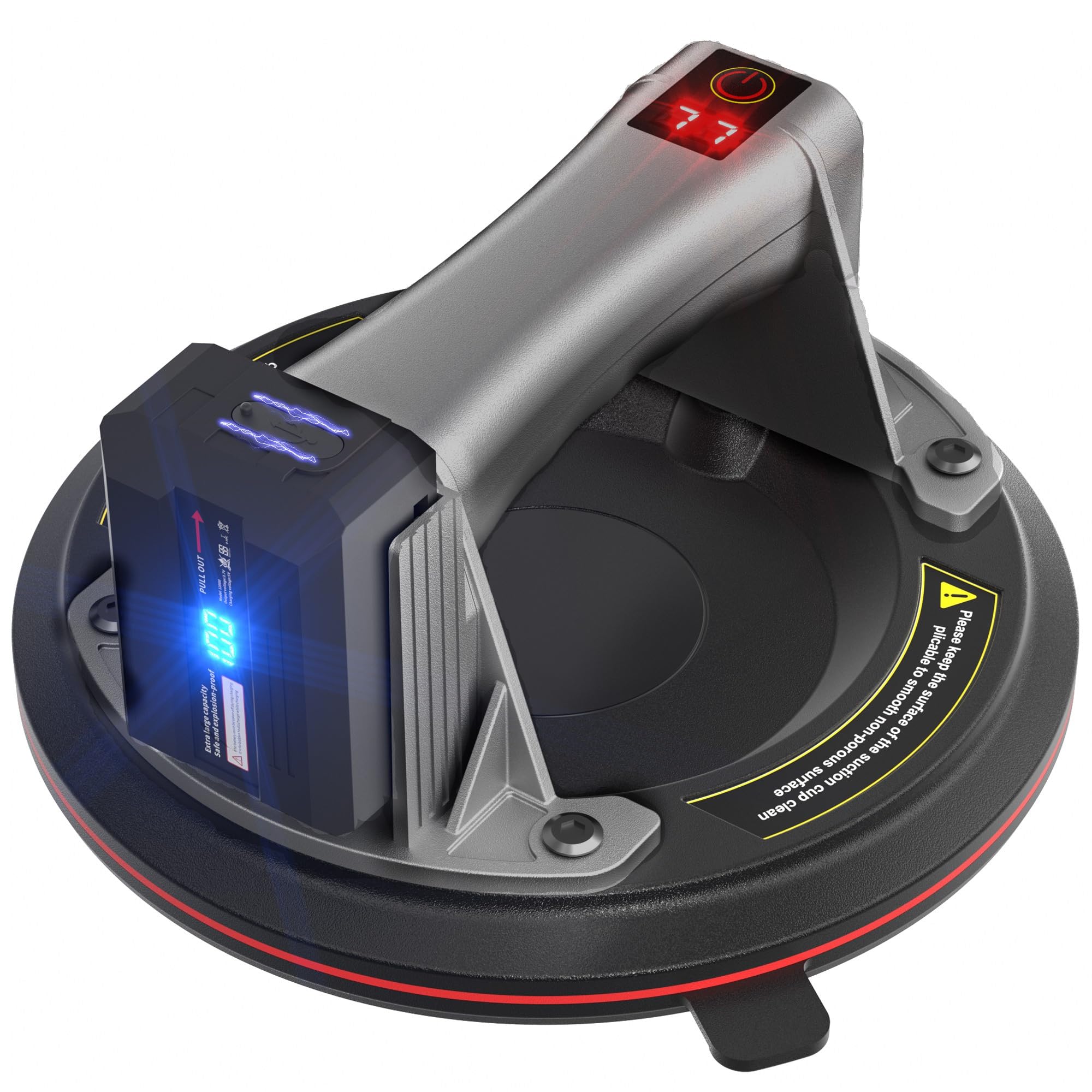Electric Vacuum Suction Cup Lifter 8"-600lbs Max Load-Digital Display ...