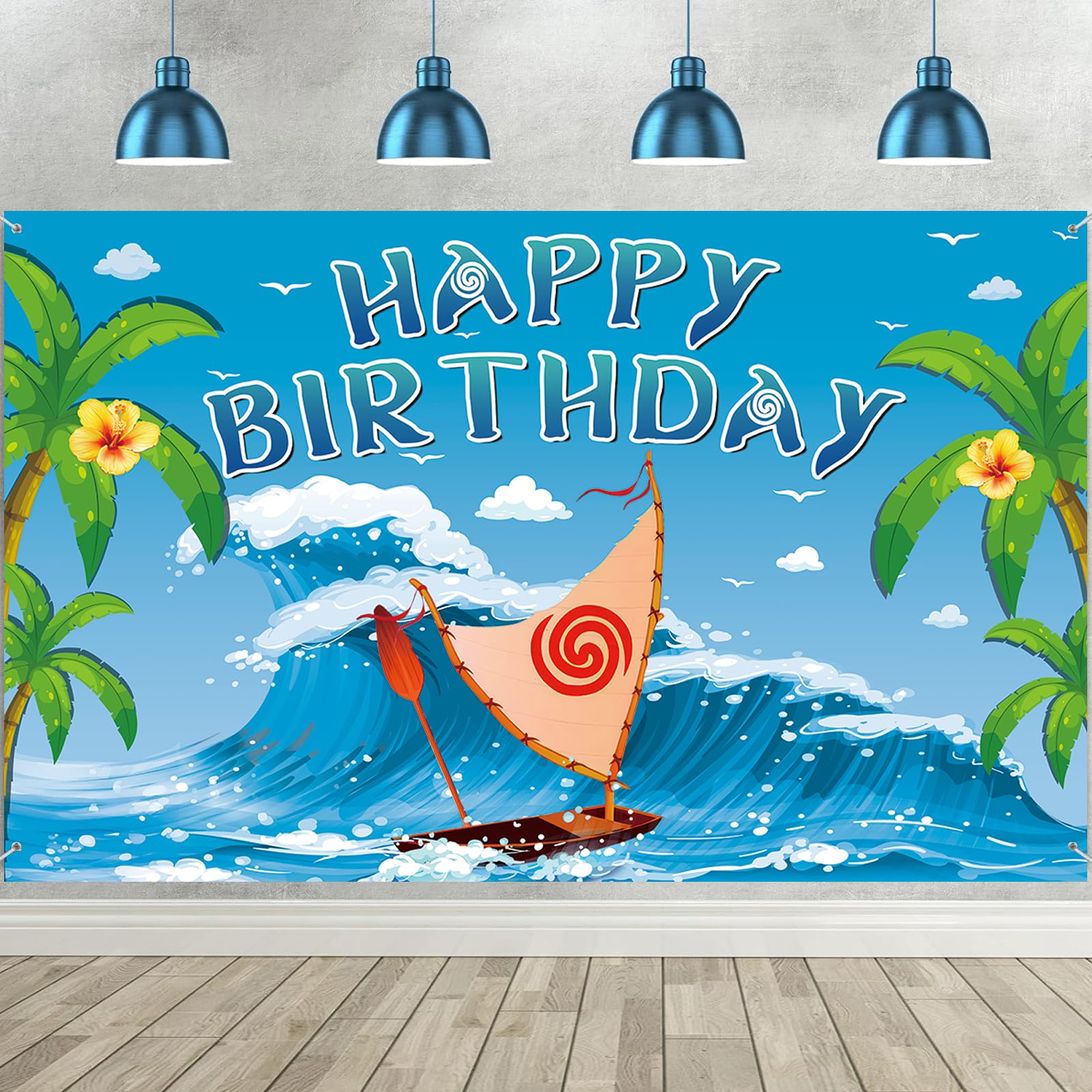 Ocean Girl Birthday Party Decorations,Cartoon Happy Birthday Backdrop ...