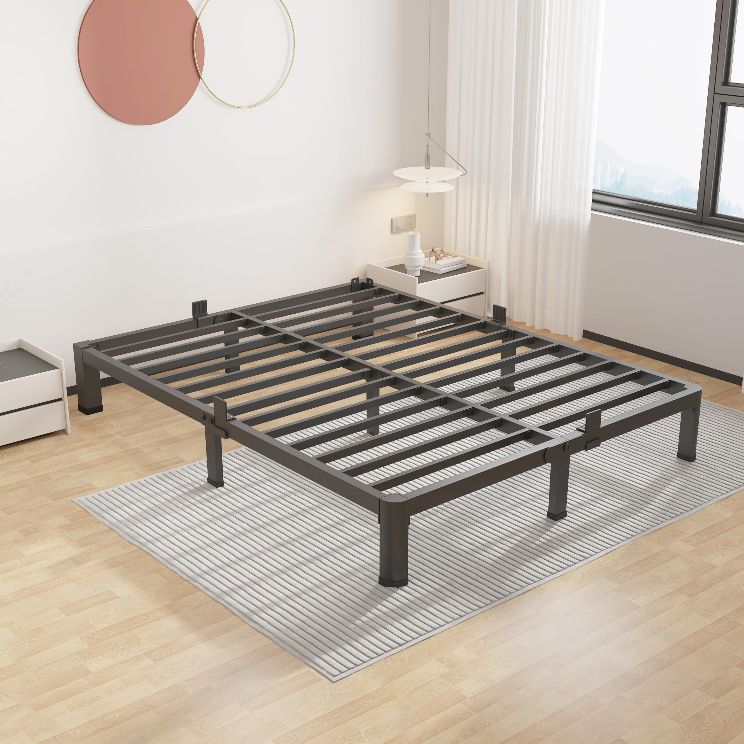 ROIL 7 inch King Size Bed Frame Metal Platform No Box Spring Needed ...