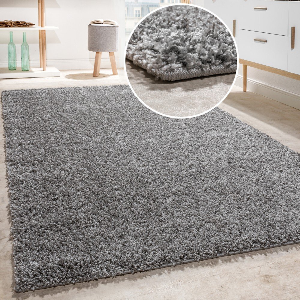Paco Home Shaggy Tapis Poils Hauts Poils Longs Haute Qualité Haut Densité De Fil Uni Étincelant ...