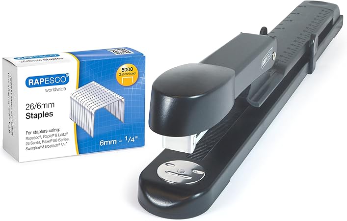 Rapesco 1464 Marlin Long Arm Stapler with 26/6 mm Staples B/5000, Black ...