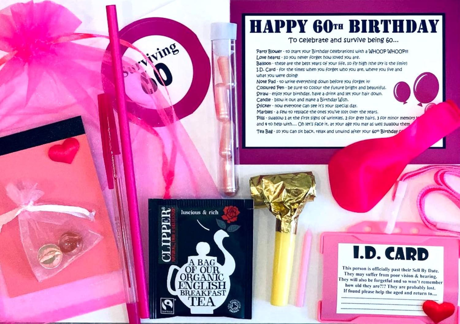 WISHES CAN COME TRUE 60TH BIRTHDAY SURVIVAL KIT PINK – BigaMart