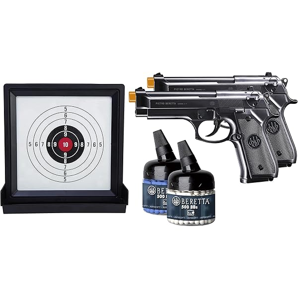Game Face Airsoft Pistol Kit - 2 Spring-Powered Guns, Target & BBs, Up ...