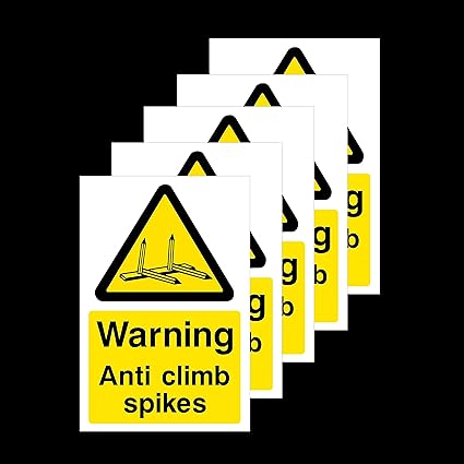 5x Warning Anti Climb Spikes Self Adhesive Stickers 150x200mm: Amazon ...