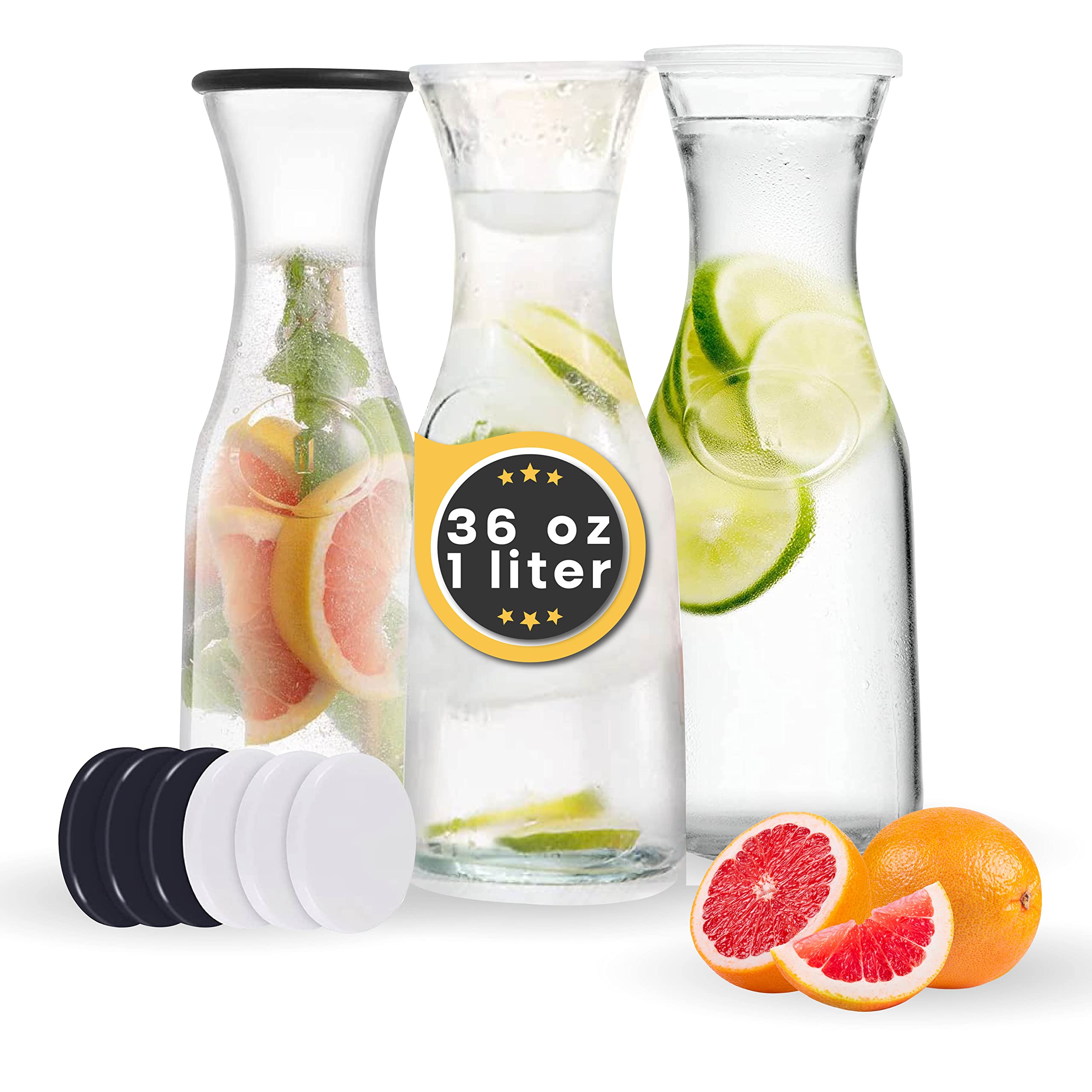 Xabono Glass Juice Bottles 3 Pack Juice Bottles 1 Liter (36 oz) Glass ...