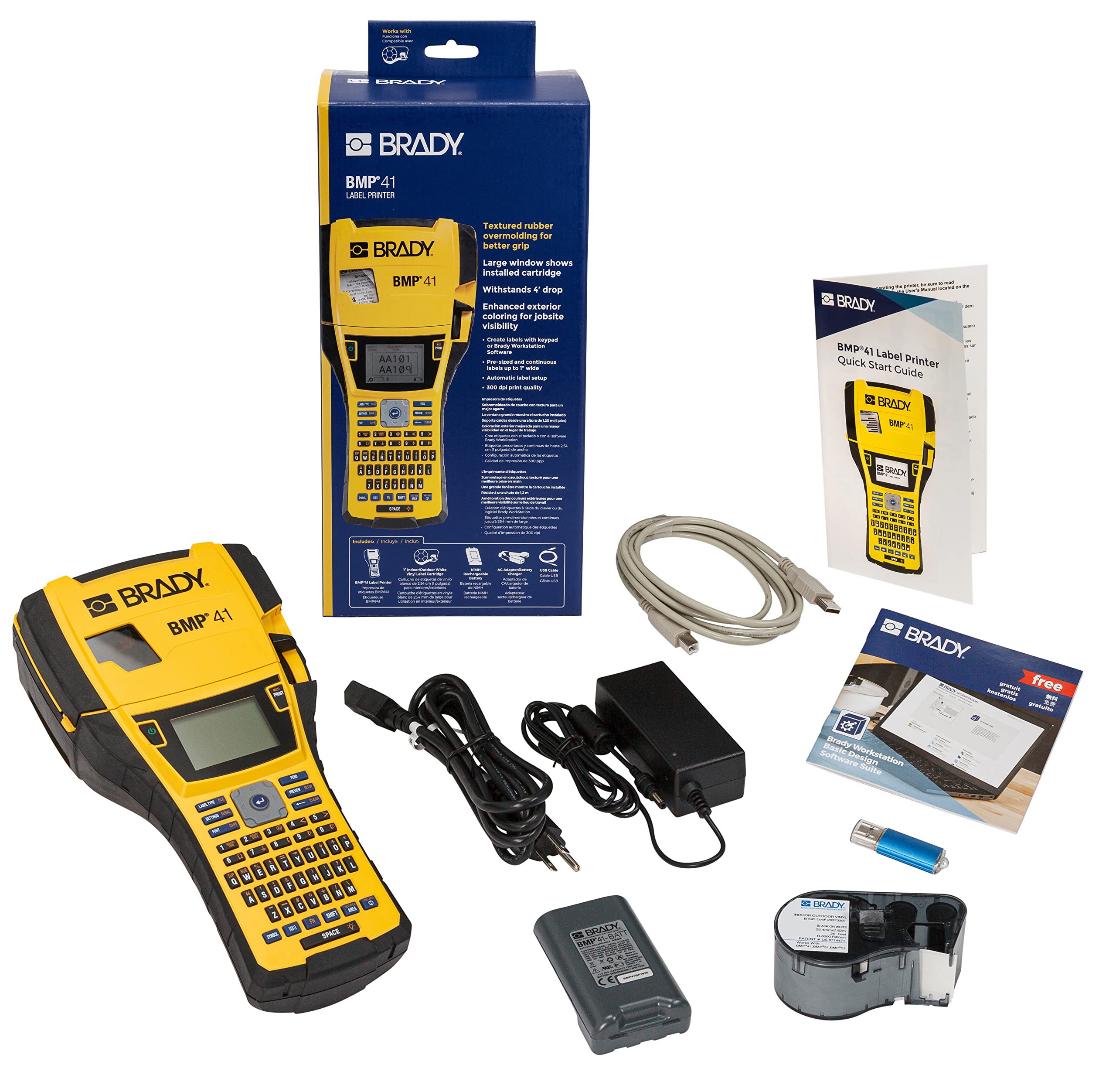 Mua Brady BMP®41 Label Printer Starter Kit with Cable, AC Adapter, B595 ...