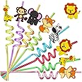 Amazon.com: 24pcs Forest Animals Crazy Shape Straws, Drink Cocktail ...