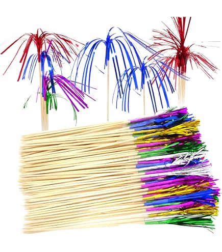 Christmas Cake Toppers Trianu 100 Pcs Cocktail Picks Firework Party ...