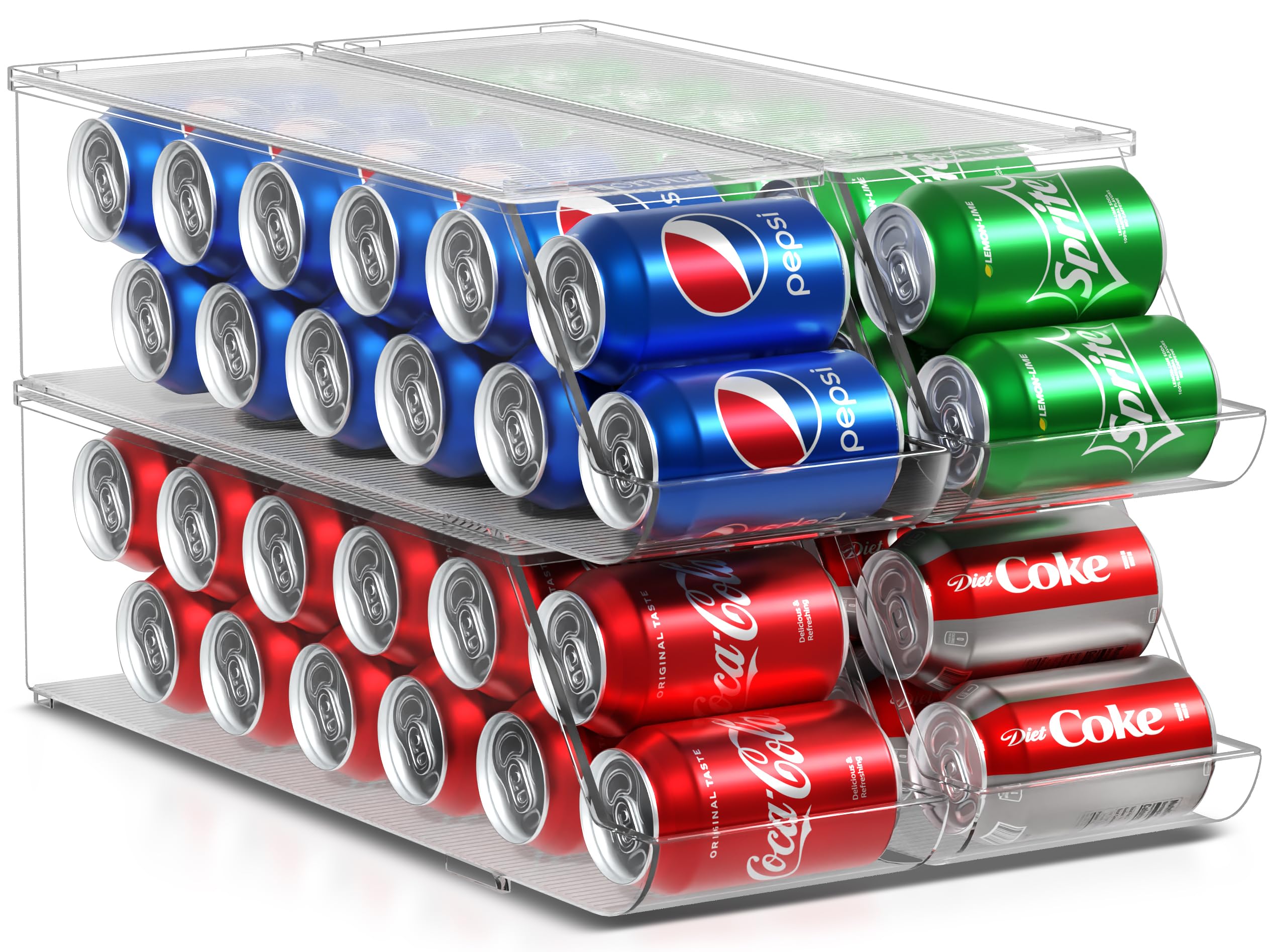 Sorbus Soda Can Organizer for Refrigerator - Stackable with Lid, Holds ...