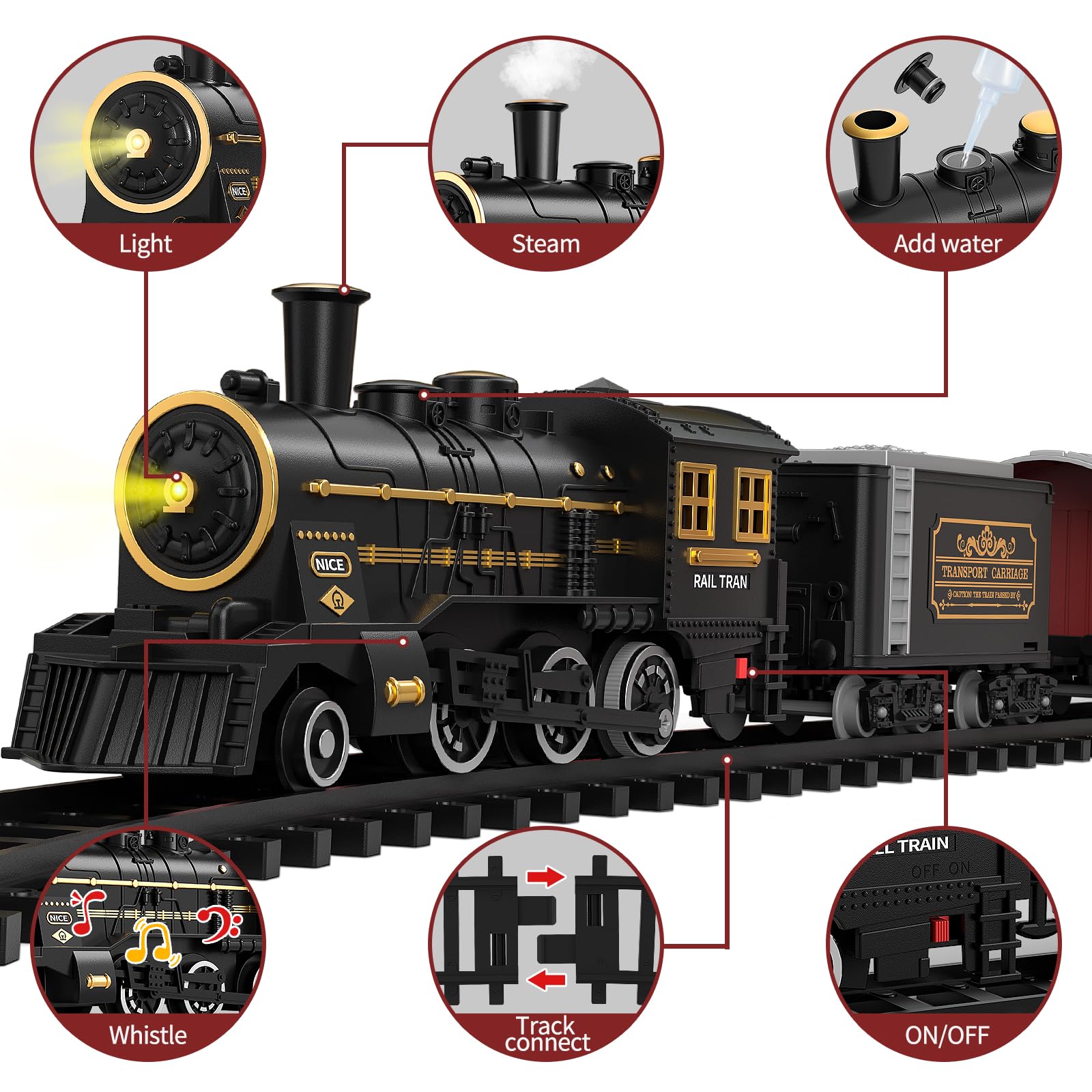 Mua TEMI Train Set for Kids 3-12 Years, Electric Classical Steam Engine ...