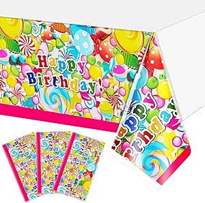 Amazon.com: 3 Pieces Candyland Party Decorations Candyland Tablecloth ...