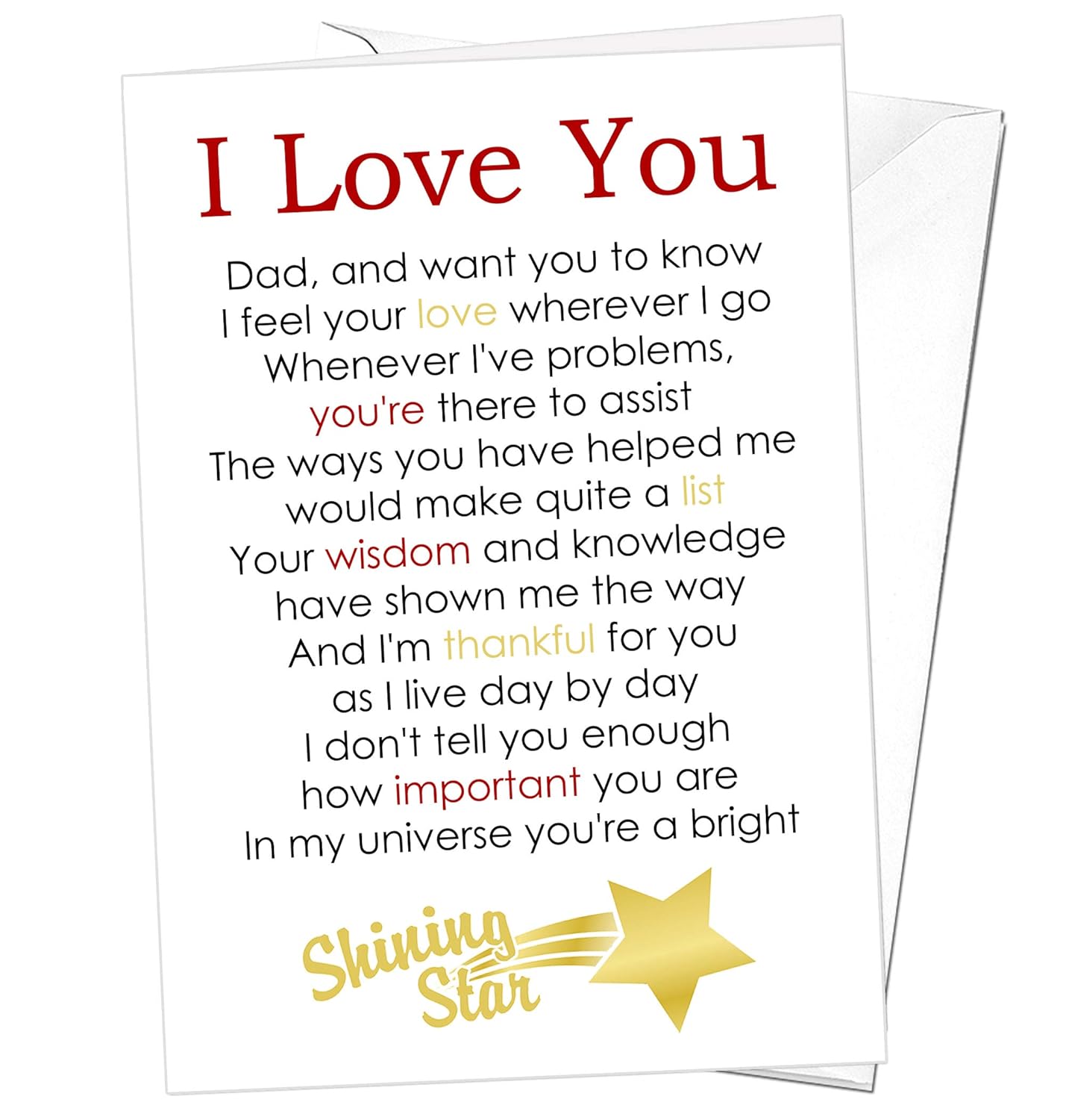 I Love You Dad Greetings Card Adult Daughter Son Child Kids Children 