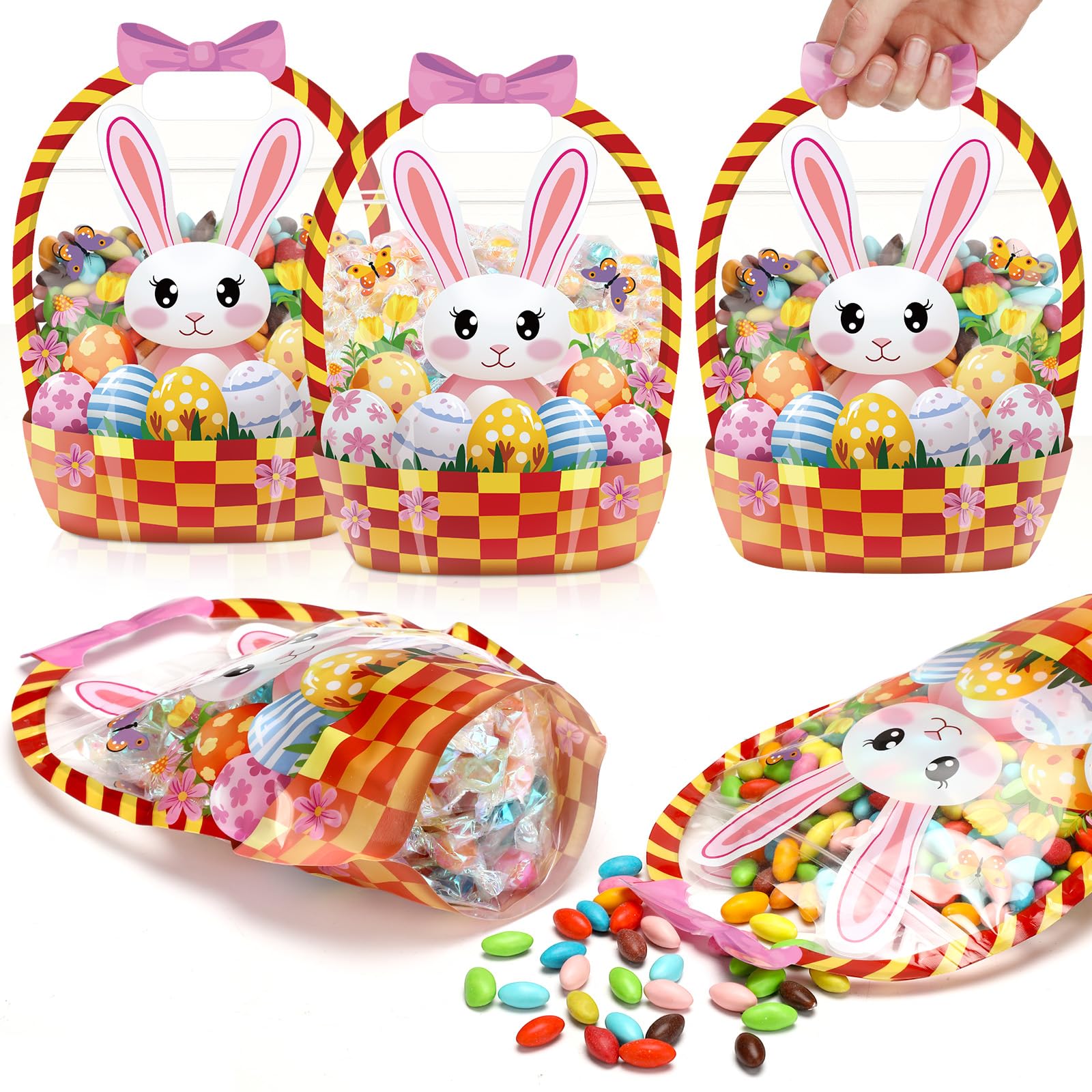 Fuutreo 50 Pcs Easter Gift Bags Clear Bunny Sealing Pouches with ...