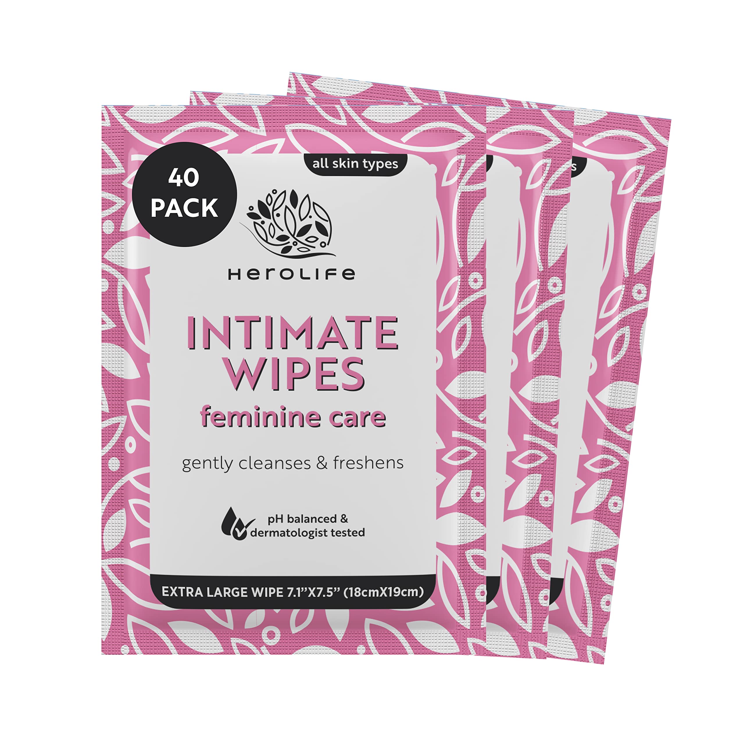 HEROLIFE Personal Wipes for Feminine Care, Single Use To Go, Plant ...
