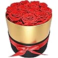 Amazon.com: GLAMOUR BOUTIQUE Forever Flower Gift Box: 12 Red Real ...