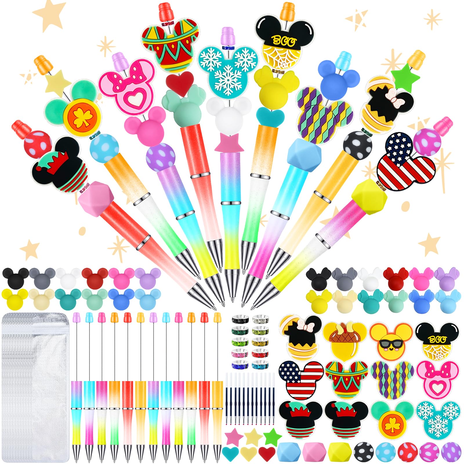 114PCS Beadable Pens Bulk Silicone Focal Beads for DIY Pen Making Kit ...