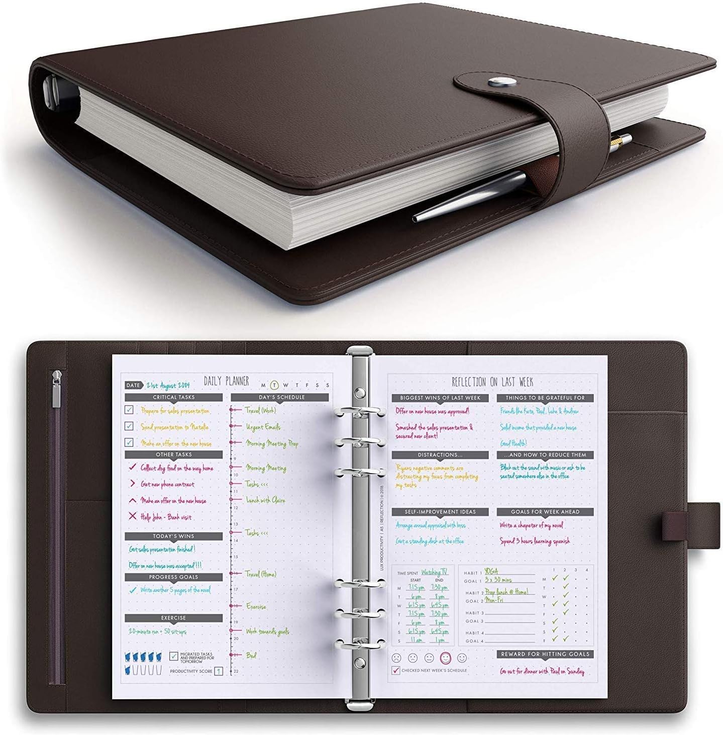 LUX Productivity PRO A5 Planner Best Undated Diary Organizer With 