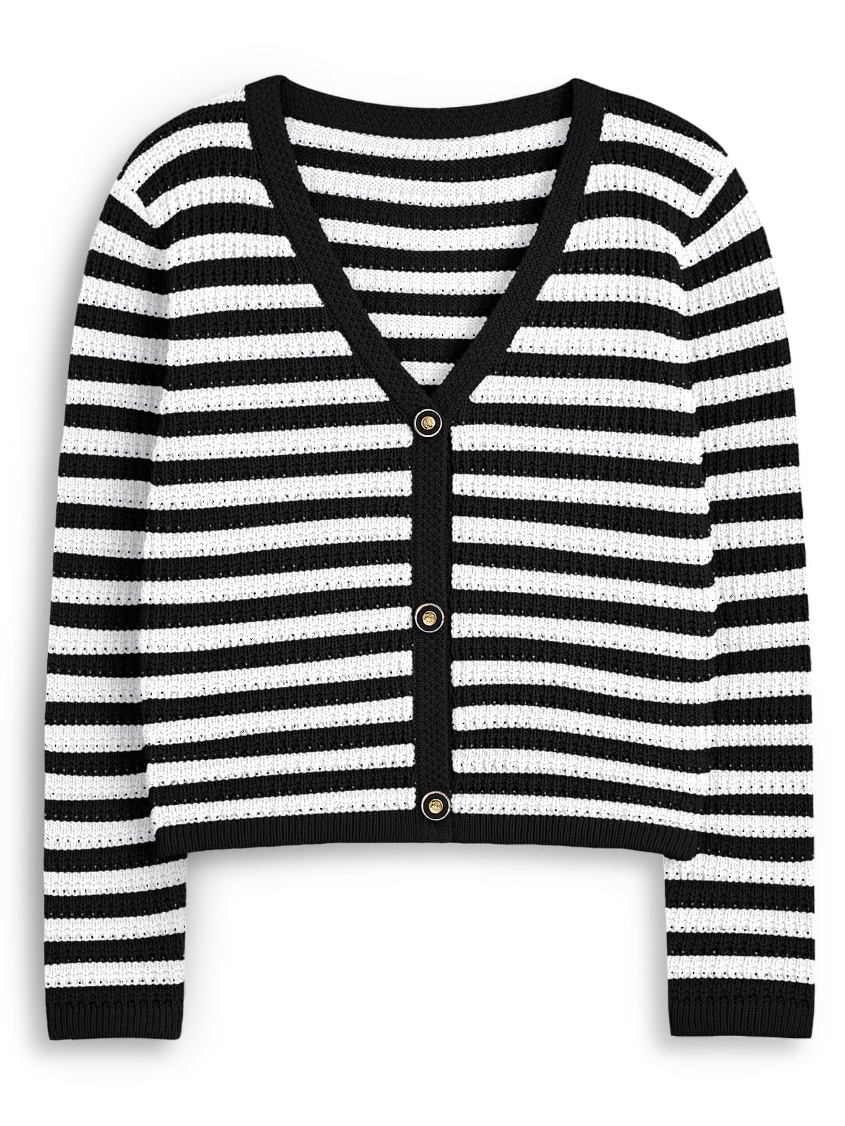 LILLUSORY Womens Cardigan Sweaters Striped Button Down Casual ...