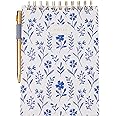 Amazon.com : Eccolo Lined Top Spiral Notebook, Blue Floral Flexi-Cover ...