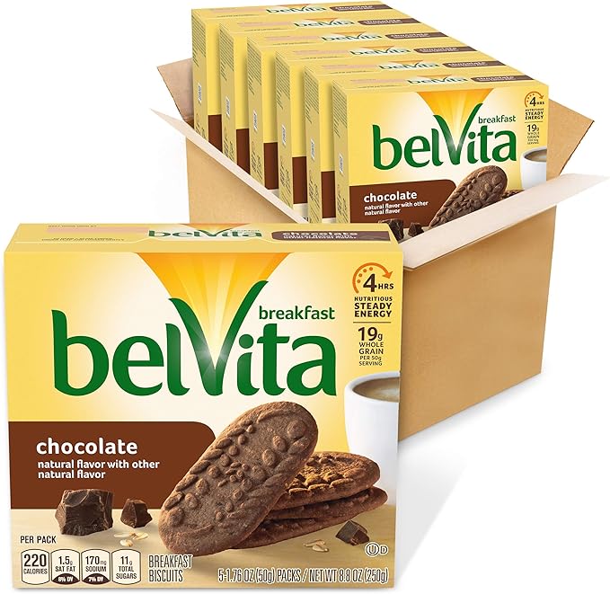 BelVita galletas de desayuno de chocolate, caja de 5 unidades, 8.8 oz ...