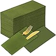 Amazon.com: KAMMAK Matcha Green Napkins Disposable with Pocket Cloth ...