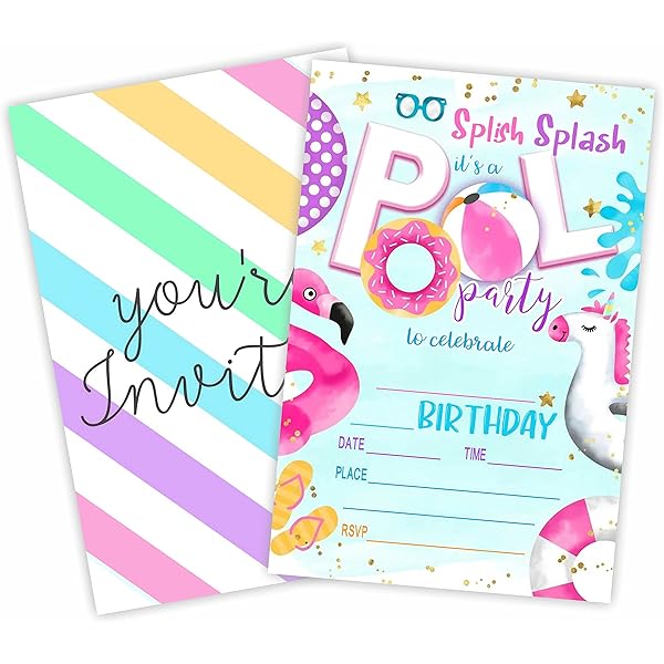 Splash Pad Birthday Invitation Girl's Water Park Party Invitation By