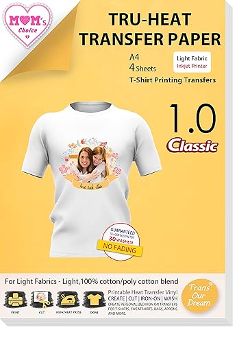 TransOurDream Tru-Iron on Heat Transfer Paper for Light Fabric (4 ...
