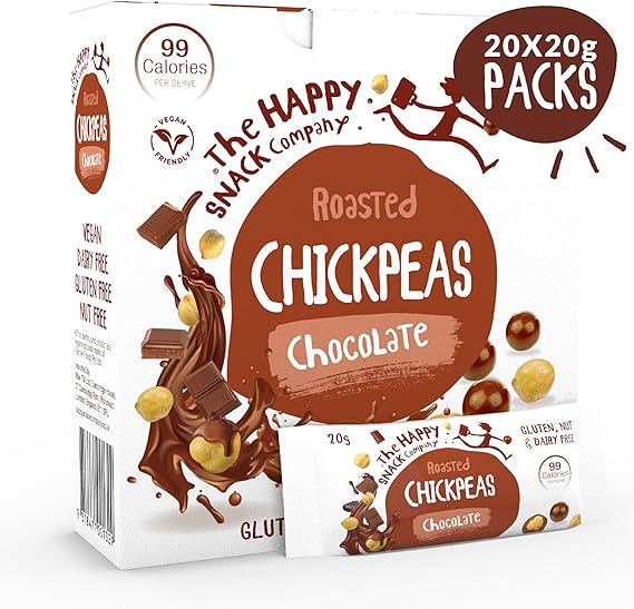 The Happy Snack Company Chocolate Chickpeas Tasty Snacks, 99 cals, Nut ...
