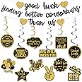 Amazon.com: Pre-Strung Good Luck Finding Better Coworkers Than Us Gold Glitter Banner, Going ...