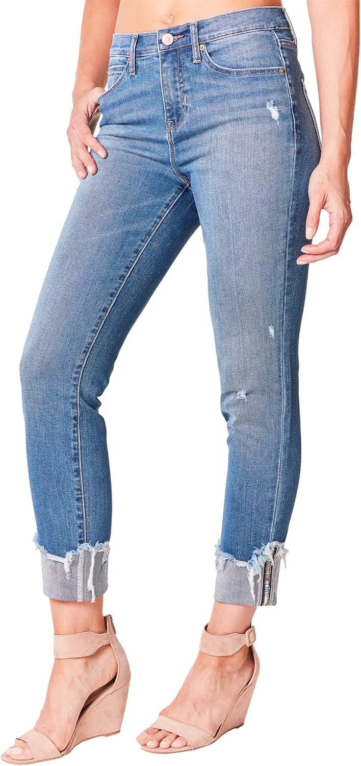 Amazon.com: Nicole Miller New York Eco Denim Cuff Jeans in Dark Blue ...