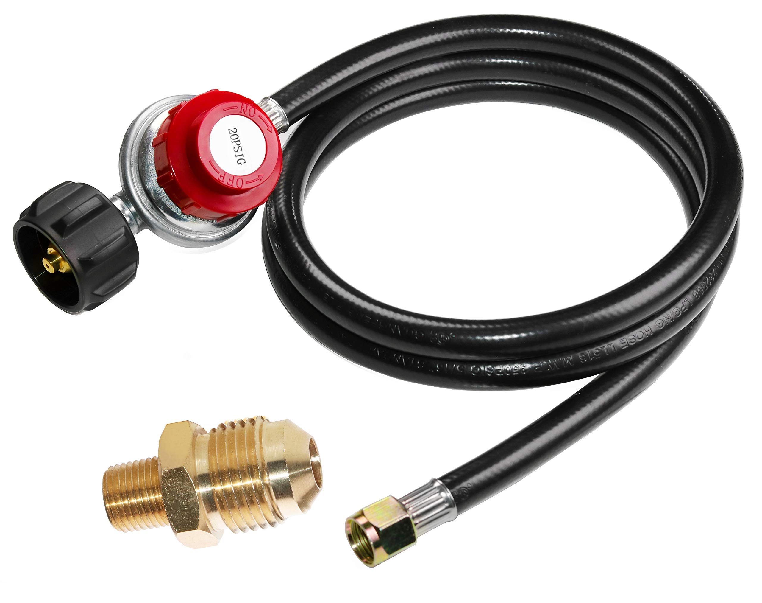 5 feet 0-20 PSI Adjustable High Pressure Propane Regulator with Hose ...
