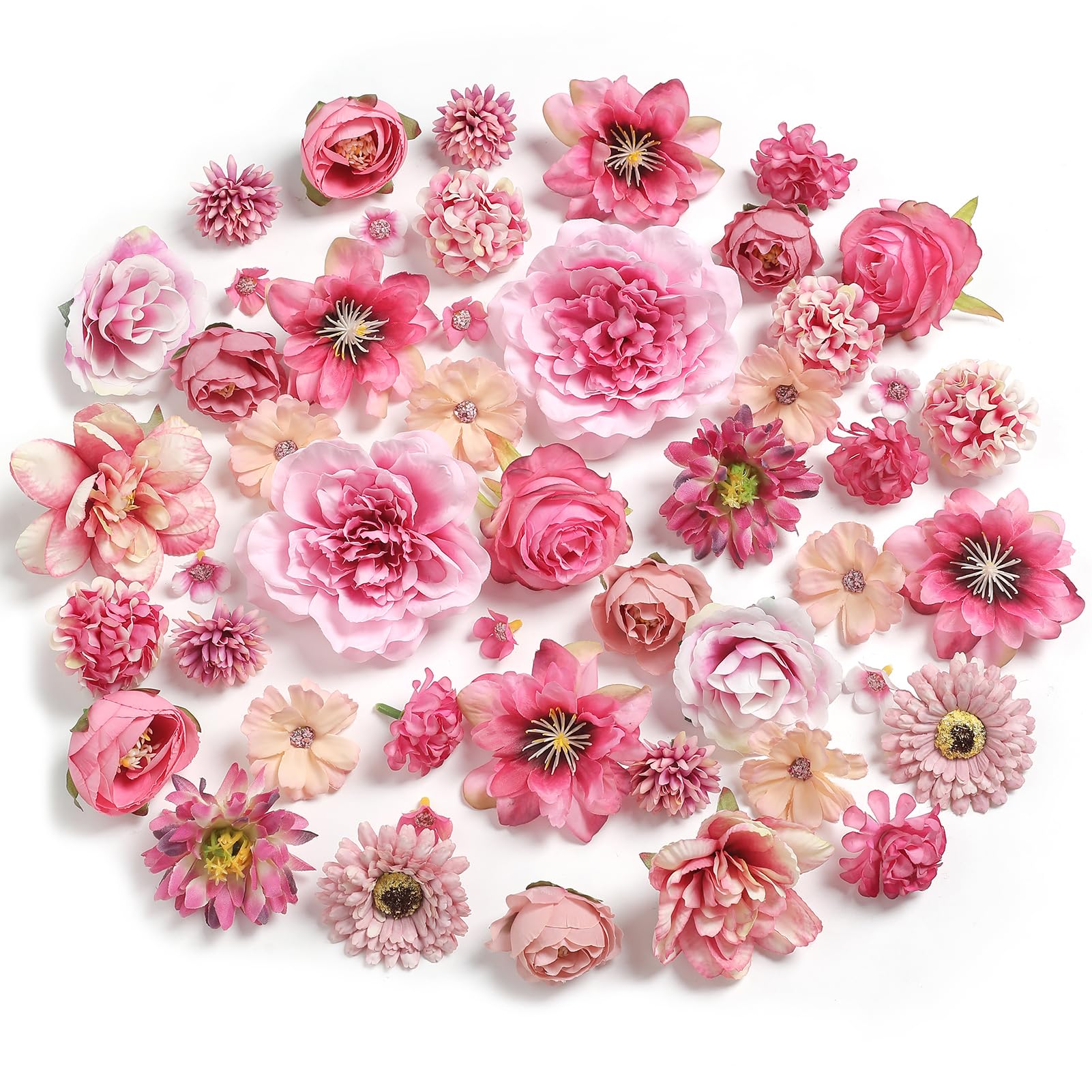 YYHUAWU Faux Flower Heads Mini Artificial Flower Heads Fake Peony Daisy ...