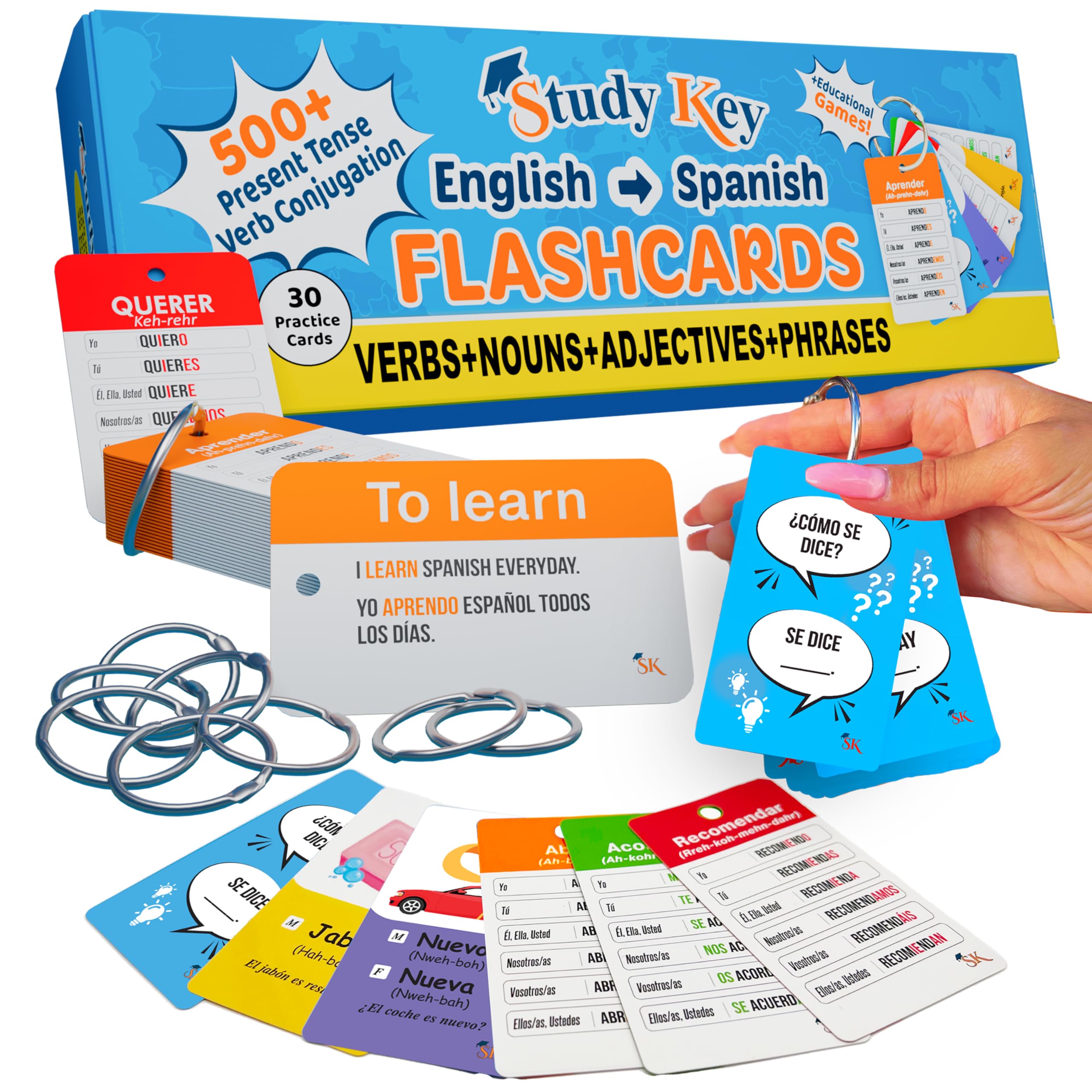 500+ English-Spanish Flash Cards for Adults and Kids 15+, 270 Spanish ...