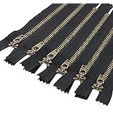 Amazon.com: Leekayer 5# Metal Zipper for Jeans 4" Antique Brass Zipper Close End Jeans Zippers ...