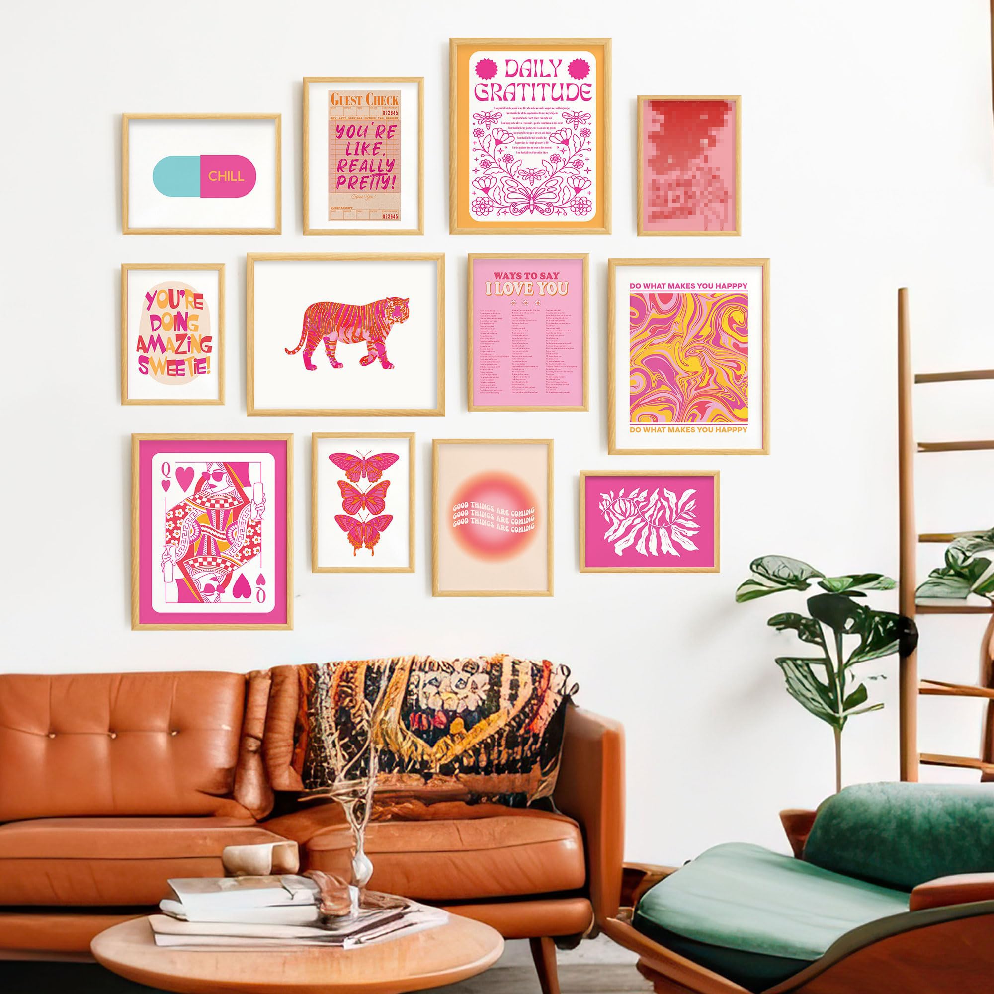 Lucky Numen Set 12 Preppy Posters For Girls Bedroom - Pink Wall Decor ...