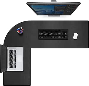 CENNBIE Dual Sided L Shaped Desk Pad ,‎‎‎‎(120x140)x40cm Corner Leather ...