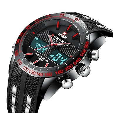 Mens Big Face Digital Analogue Sports Watches Men Waterproof LED ...