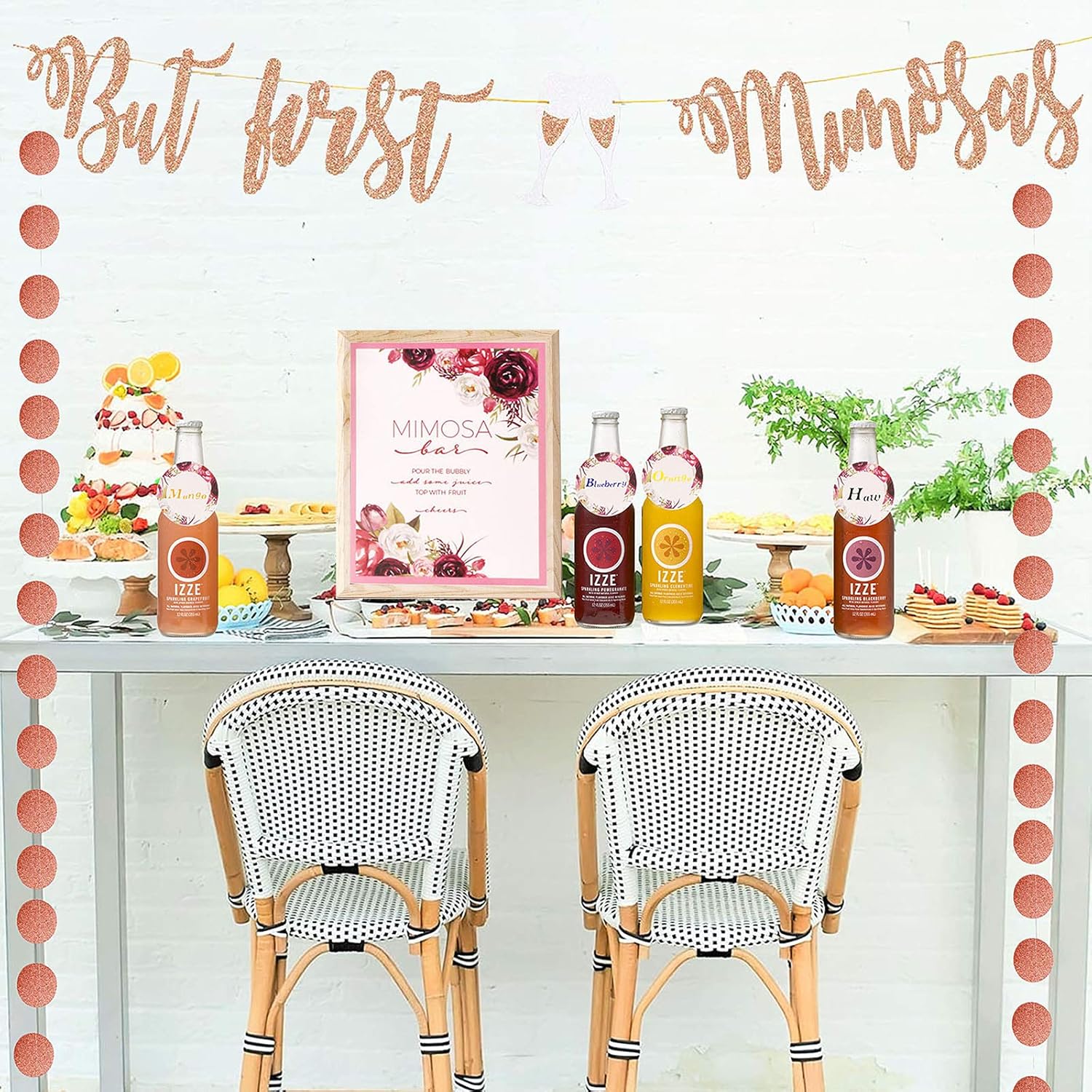 Sayala Mimosa Bar Banner| Gold Floral Mimosa Sign Tags Decorations ...