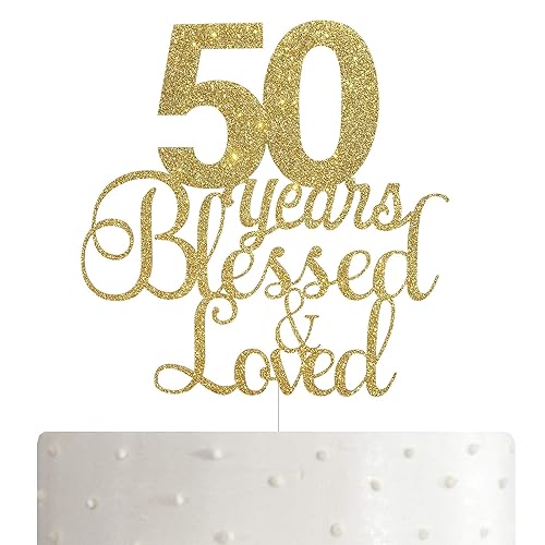 ALPHA K 50th Birthday/Anniversary Cake Topper – 50 Years Blessed ...