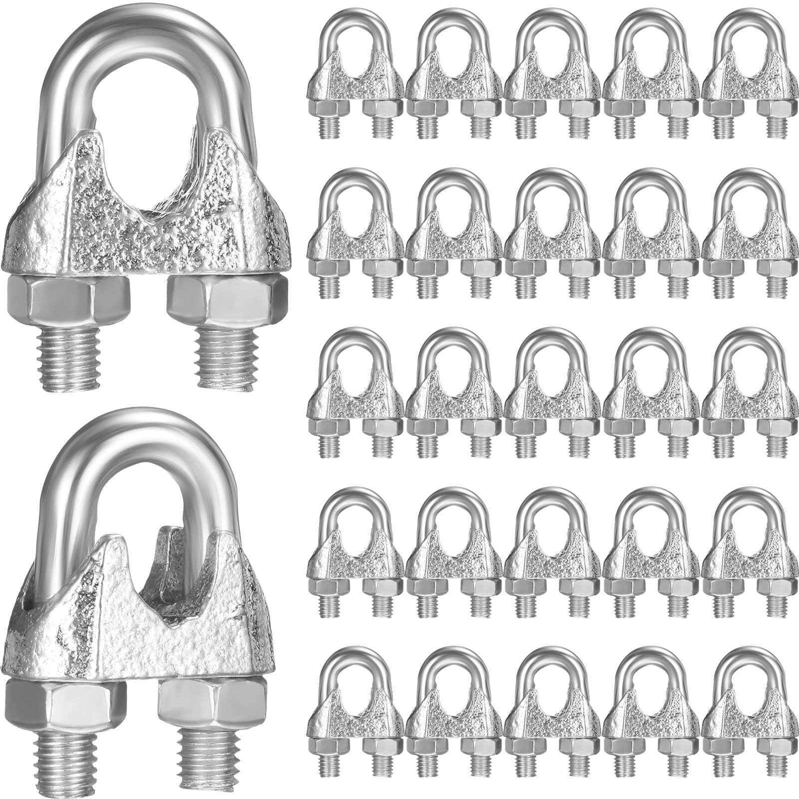 Tandefio 25 Pcs M10 3/8'' Wire Rope Clip U Bolt Saddle Fastener Clamp ...