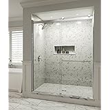 Basco RTLA05B6070CLBN Rotolo Sliding Shower Door, Brushed Nickel, 56-60 ...