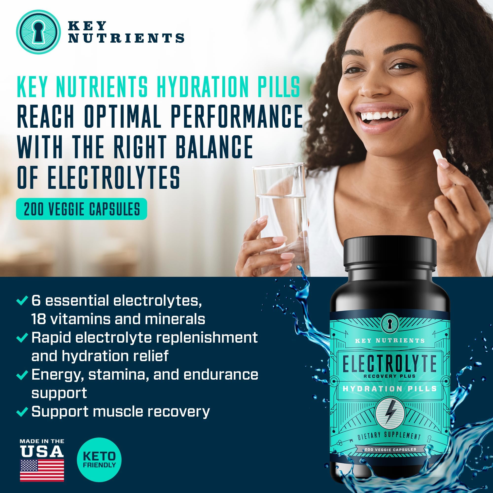 Mua KEY NUTRIENTS Electrolyte Tablets, 200 Capsules, Salt Tablets for ...